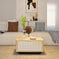 Natural Wood Cane Coffee Table with Storage | Small Rattan Table