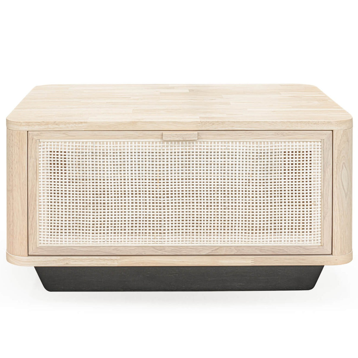 Natural Wood Cane Coffee Table with Storage | Small Rattan Table